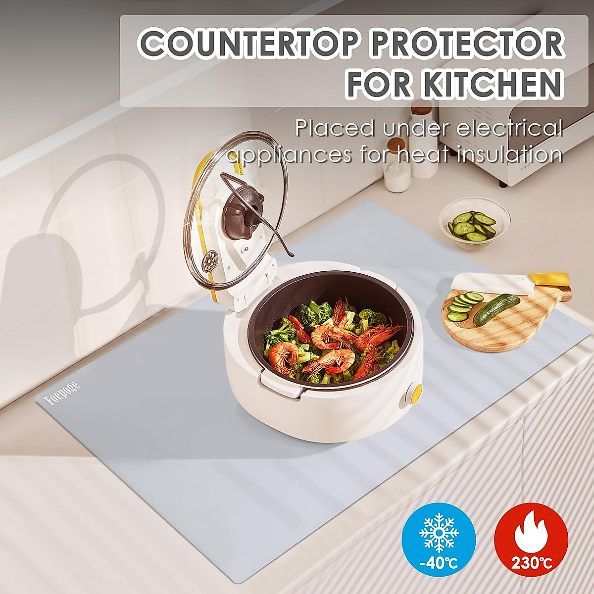 31.5" x 23.6" Extra Large Silicone Mat for Resin Casting, Crafts and Epoxy, Nonstick Silicone Sheet for Jewelry Casting Molds, Countertop Protector Mat Heat Resistant Placemats by Foepoge, Gray