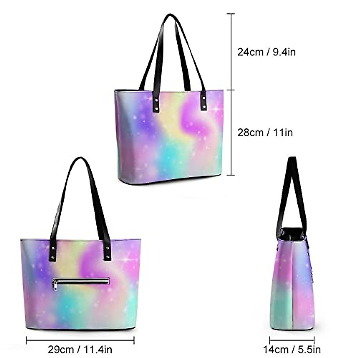 Womens Handbag Rainbow Leather Tote Bag Top Handle Satchel Bags For Lady