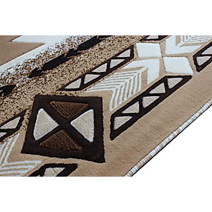 YHSF South West Native American Area Rug C318 - Easy Clean, Thick, Soft, Durable Native Tribal American Indian Inspired Rug for Bedroom/Living Room and More - Ivory, 5 Feet x 7 Feet