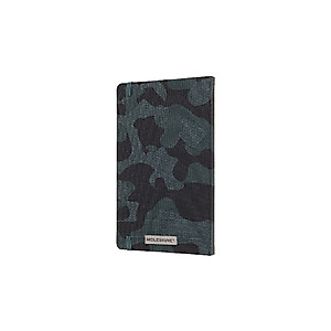 Moleskine Limited Collection Blend Textile Notebook, Hard Cover, Large (5" x 8.25") Ruled/Lined, Camo Green, 240 Pages