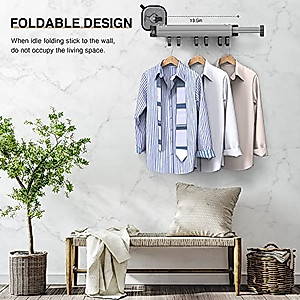 EXQ Home Clothes Drying Rack,Drying Rack Clothing Wall Mounted with Suction Cup Base,Tri Folding Clothing Rack,Clothes Drying Rack Folding Indoor with Telescopic Link (Osculum Type)