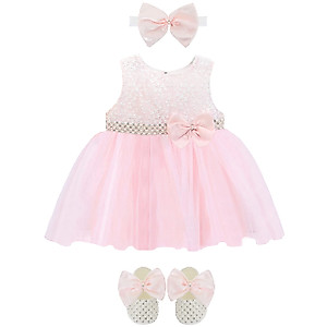 Lilax Baby Girl Lace Tulle Dress Pageant 3 Piece Party Outfit (0-3 Months, Pink)