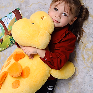 Stroceax 25" | 4 Pounds Yellow Dinosaur Weighted Stuffed Animals - Weighted Stuffed Animal for Anxiety - Big Cute Dino Plush Toy Throw Pillow Gifts for Kids & Adults (Yellow - 4 lbs)