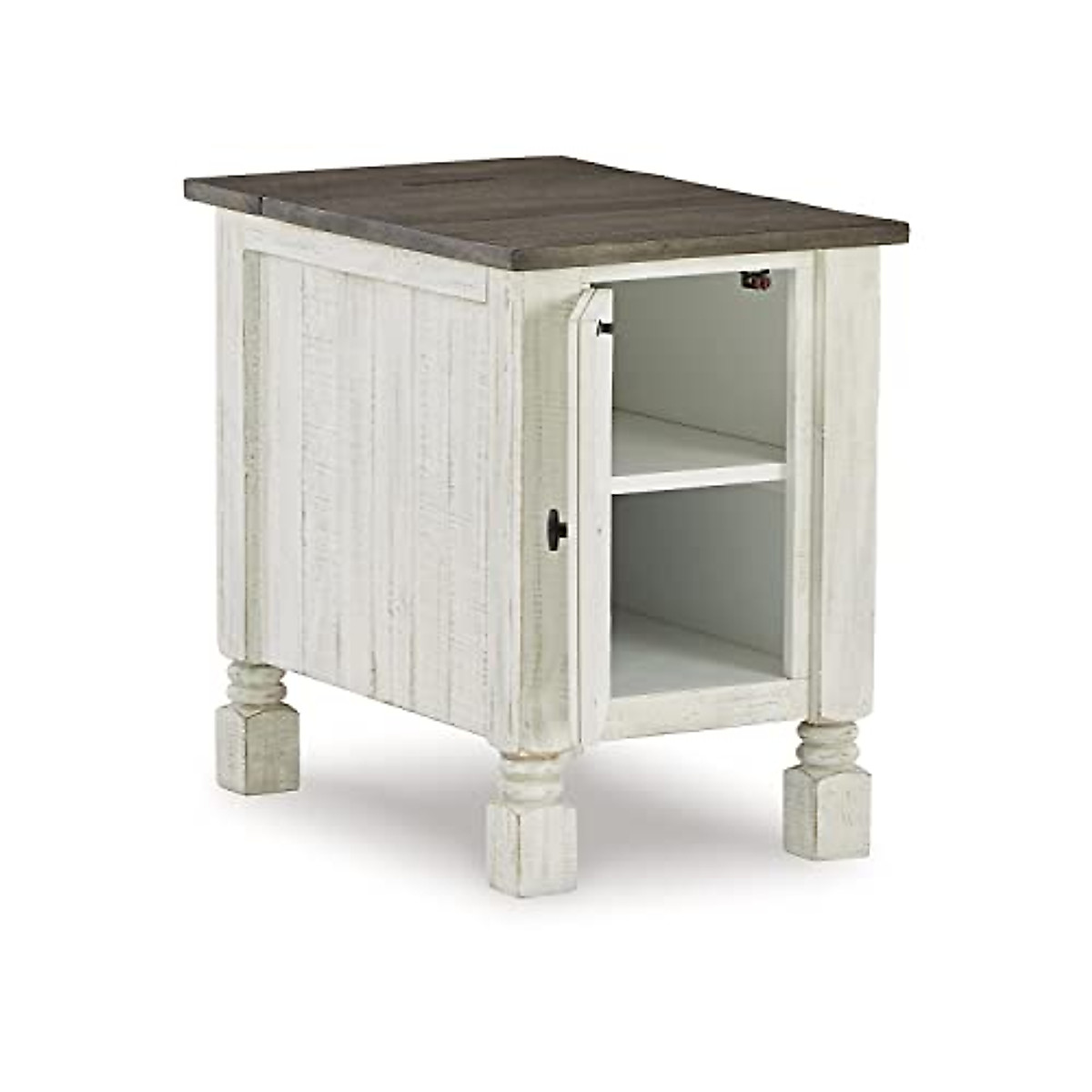 Signature Design by Ashley Havalance French Country Chair Side End Table, White & Gray