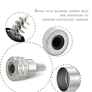 HAOBO 2PCS Battery Terminal Cleaners, 10 pcs Battery Terminal Anti-Corrosion Fiber Washers, Battery Terminal Brush Universal Automotive Accessories Fits for Car, Marine, Boat, RV Battery