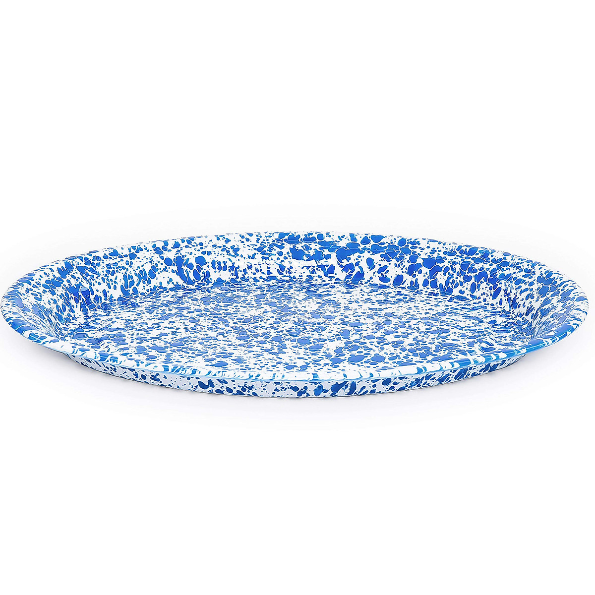 Crow Canyon Home Enamelware Oval Platter, 18 inch, Blue/White Splatter