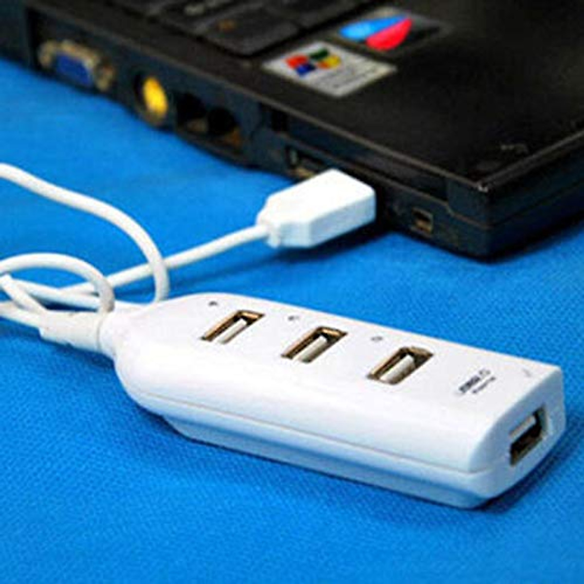 Lysee Plug & Connectors - 4 Port USB 2.0 Multi HUB Splitter High Speed Splitter Socket Expansion Desktop PC Laptop Adapter Converter Data Charger Cable - (Bundle: White)