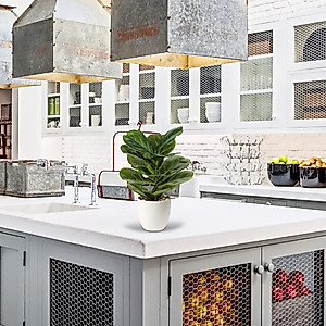 Briful 18 Inch Artificial Plants Realistic Fake Fiddle Leaf Fig Plant Faux Ficus Lyrata Plant Potted Fake Plant in White Pot for Living Room Home Indoor Decor