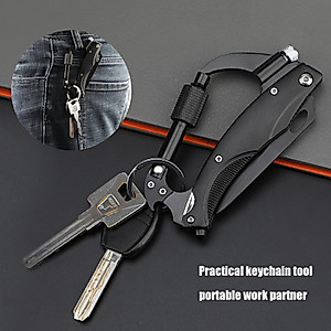 Foxmox Multitool Carabiner with Knife : EDC Carabiners Keychain,LED Flashlight,Glass Breaker and Bottle Opener,Tactical Carabiner Multi-Tools and Outdoor Survival Gear for men