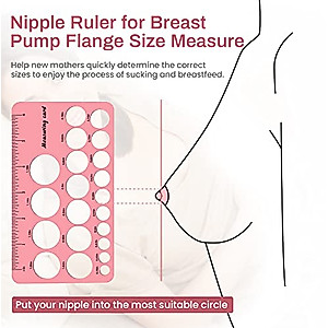 KRX Nipple Ruler for Flange Sizing,Accurate Nipples Size Measurement Precision Tool for Breast Pump,Soft Silicone Sizer for New Moms,with 2 Nursing Pads