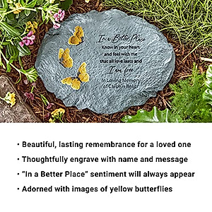 Let's Make Memories Personalized Sympathy Stepping Stone - I Am Free - Condolence & Memorial Gift - Customize with Message -11”Lx6”Wx3”D
