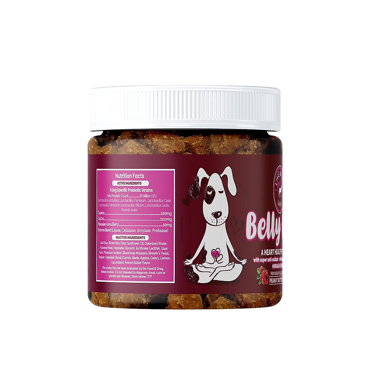 Belly Love - Heart Healthy Probiotic & Digestive Enzymes - Probiotics for Dogs - Gut Flora, Diarrhea & Bowel Support - Dog Supplement Soft Chew for Pet Immune System and Digestive Health