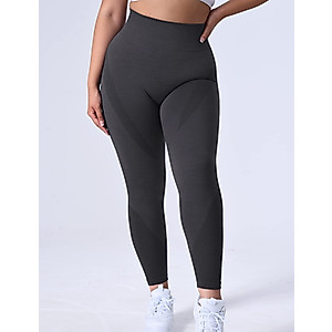 YEOREO Women Seamless Ozone Workout Leggings High Waisted Butt Lifting Recycled Yoga Pants Grey L