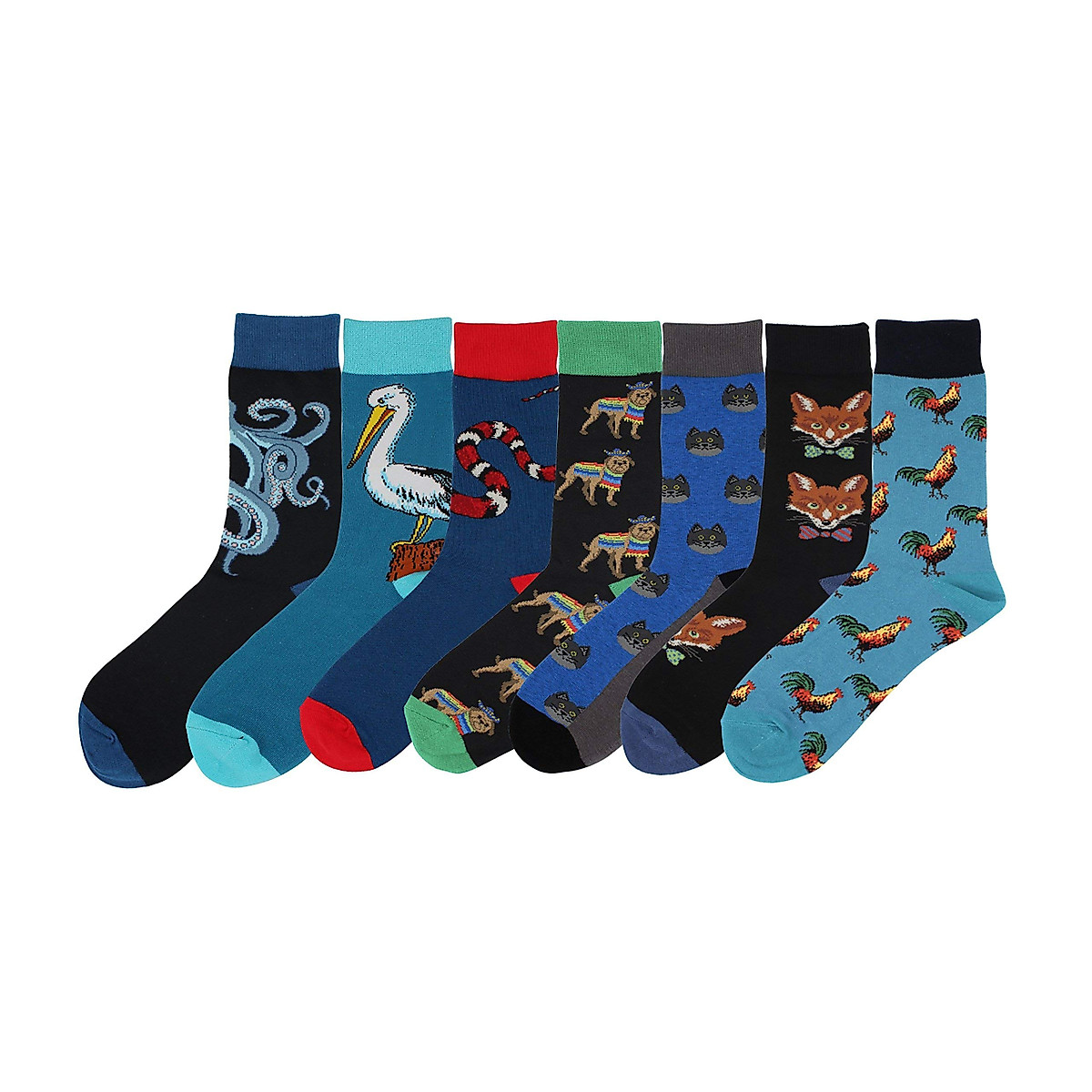 Real Sic Fun Socks for Men and Women - Cozy Cotton Dress Socks with Colorful Designs - Cool, Casual, Pet Patterned (Rooster/Cock)