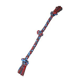 Mammoth Flossy Chews Assorted Color Rope, Premium Cotton-Poly 3 Knot Tug Dog , X-Large