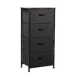 JAJUMUDO Dresser with 4 Drawers,Wood Fabric Drawers Tower with 4 Drawers Storage Unit,Wooden Top Organizer Unit for Bedroom, Living Room, Closets & Nursery(Black)
