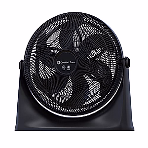 Comfort Zone PowrCurve CZHV201BK 20” 3-Speed High-Velocity Wall-Mountable Floor Fan with 180-Degree Adjustable Tilt, 6 Fan Blades (Bracket Included), Black