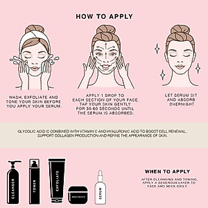 Rejuvenating Glycolic Acid Face Serum - Hyaluronic Acid, Vitamin C and Aloe Vera Helps Exfoliate and Minimize Pores, Reduce Acne, Breakouts, and Appearance of Aging and Scars - 2 Fl Oz