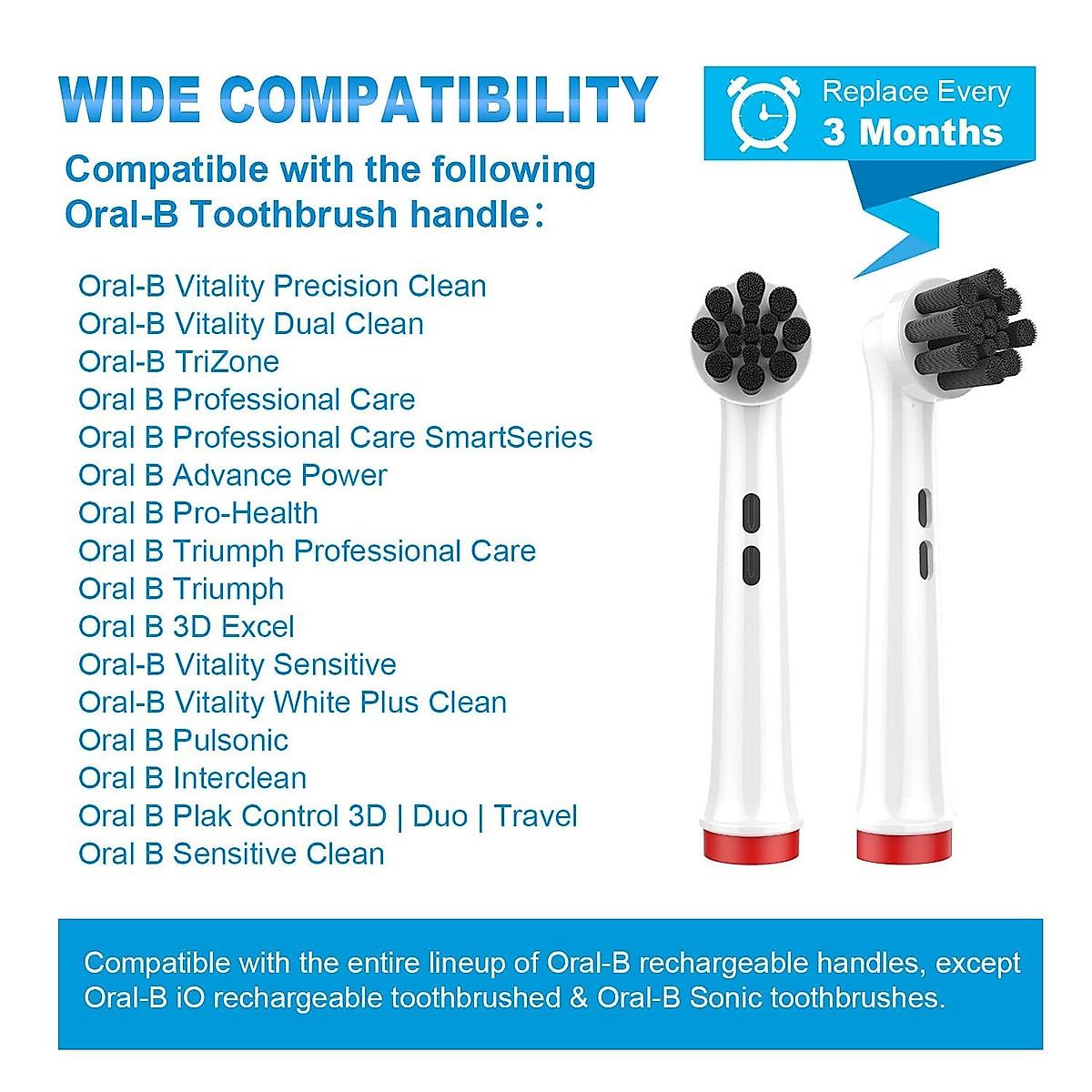 Charcoal Replacement Toothbrush Heads 12 Pk for Oral B Electric Toothbrush with 2 Pk Brush Heads Replacement Protection Covers