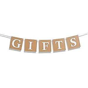 Gifts Sign Bunting Banner Vintage Rustic Gift Banner for Wedding Party, Bridal Shower, Country Baby Shower Decor, Bachelorette, Birthday Party Decorations