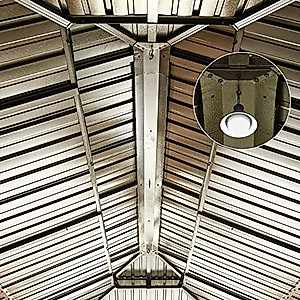 YITAHOME 12x20ft Hardtop Gazebo with Nettings and Curtains, Wood Grain Heavy Duty Double Roof Galvanized Steel Outdoor Combined of Vertical Stripes Roof for Patio, Backyard, Deck, Lawns, Brown