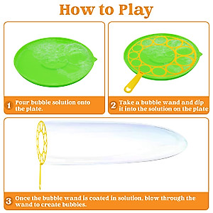 JOYIN Big Bubble Wands Set Bulk for Kids Summer Outdoor Activity Party Favors, 18 Pcs Giant Bubble Maker with Tray, 12" Large, 6 Pcs Solution Suitable for All Age People
