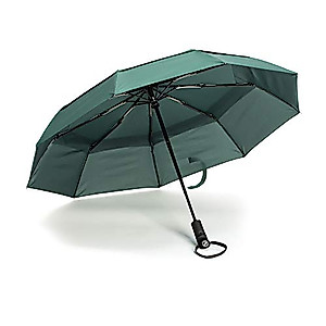 Ergonauts Windproof Vented Double Canopy Travel Umbrella with Teflon Coating - Portable Compact Foldable Lightweight Design and High Wind Resistance (Green)