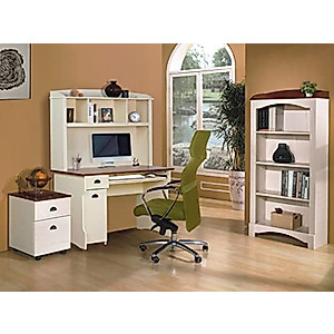 Saint Birch Modern Wood Writing Desk with Hutch in Maple/Antique White