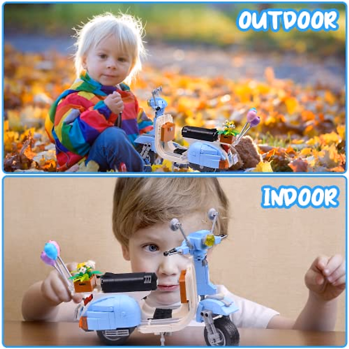 Bourvill Motorcycle Vehicle Scooter Building Kit, Compatible with Lego Vespa, Cute Educational Building Toys for Kids, Great Gifts for Adult Boys Girls 6-12 Years Old (568 Pieces)