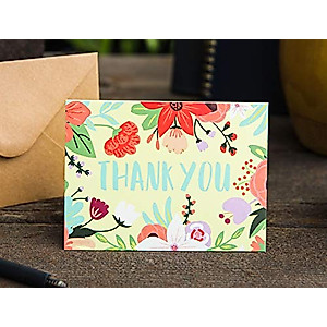 Sweetzer & Orange Floral Thank You Cards Bulk Box Set of 48 Blank Cards with Envelopes - Baby Shower Note Cards, Wedding Thank You Cards or Bridal Shower Thankyou Card - 4.25 x 5.75