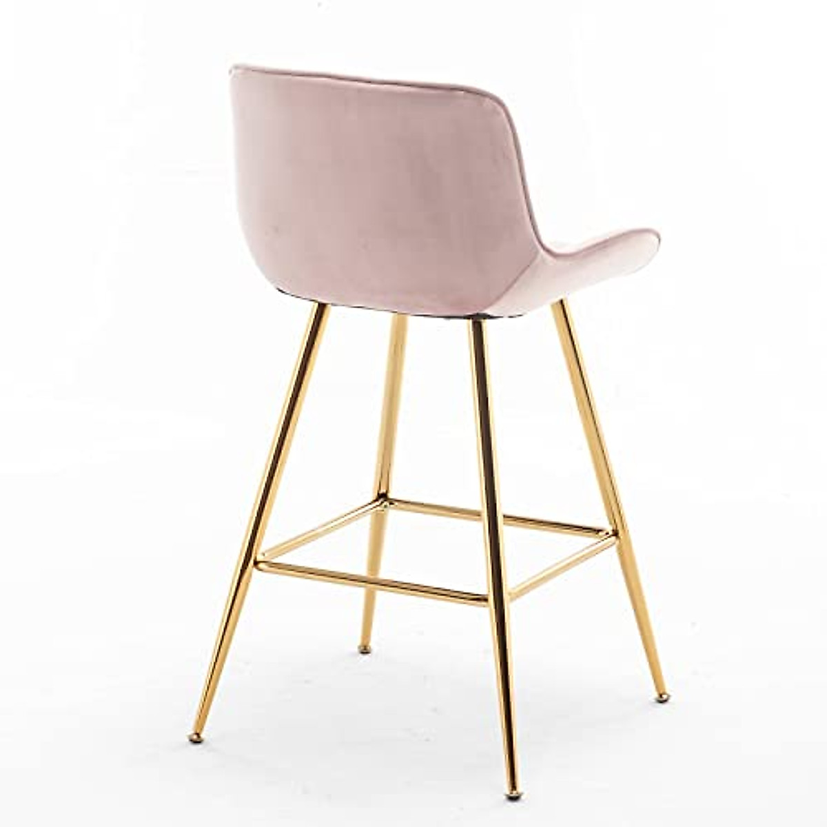 Whiterye Pink Bar Stools Set of 2, 24 Inch Counter Height Barstools with Back, Modern Bar Stools Gold Legs, Kitchen Stools for Island, (Pink).