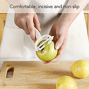 Knife Set with Block, 5 Piece Kitchen Knife Sets with Stainless Steel Knives Scissors and Peeler for Veg Fruit Meat Steak, Beige