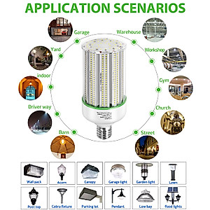 GTAREN 120W LED Corn Light Bulb 2pack,LED Replacement Metal Halide HPS CFL 500 Watt HID lamp,5000K E39 Mogul Base LED Corn lamp,for Area Lighting Wearehouse Factory Parking lot shoebox Bay Light