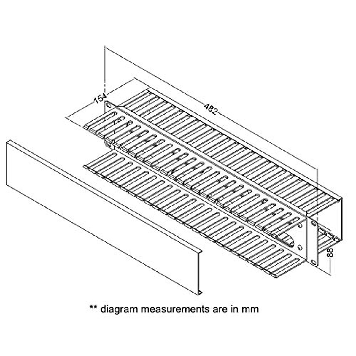 TeleDirect 2U Server Rack Wire Cable Management with Cover – Double Sided Finger Duct Rack Management Panel – Wire Duct Raceway Organize 19 Inch Rack (Single)