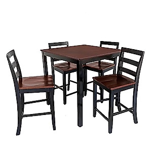 Uolfin 5 Piece Counter Height Dining Table Set with 4 Bar Stools, 36" L × 36" D × 36.5" H