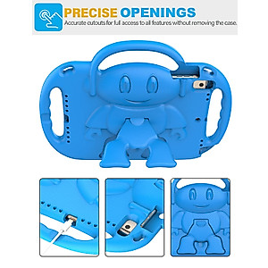 SUPLIK Kids Case for iPad 5th/6th Generation (9.7 inch, 2017/2018), iPad Air 1 & Air 2 & Pro 9.7 Kids Case with Shoulder Strap Handle Stand for iPad 5/6 & iPad Air 1st/2nd Gen, Blue