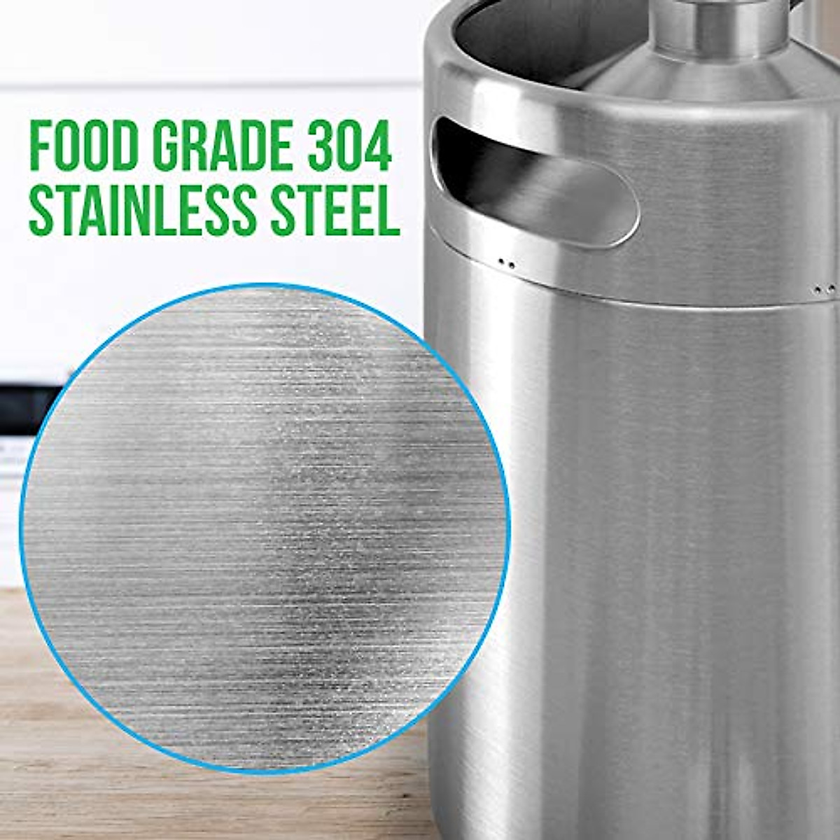 NutriChef Pressurized Growler Tap System, 128oz Double-Walled Stainless Steel Mini Keg Dispenser Portable Kegerator Kit, Co2 Pressure Regulator Keeps Carbonation for Craft Beer, Draft and Homebrew