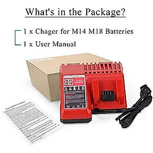 Lithium-ion Battery Charger Multi Voltage Charger Replacement for Milwaukee M18 14.4V-18V 48-11-1850 48-11-1840 48-11-1815 48-11-1828