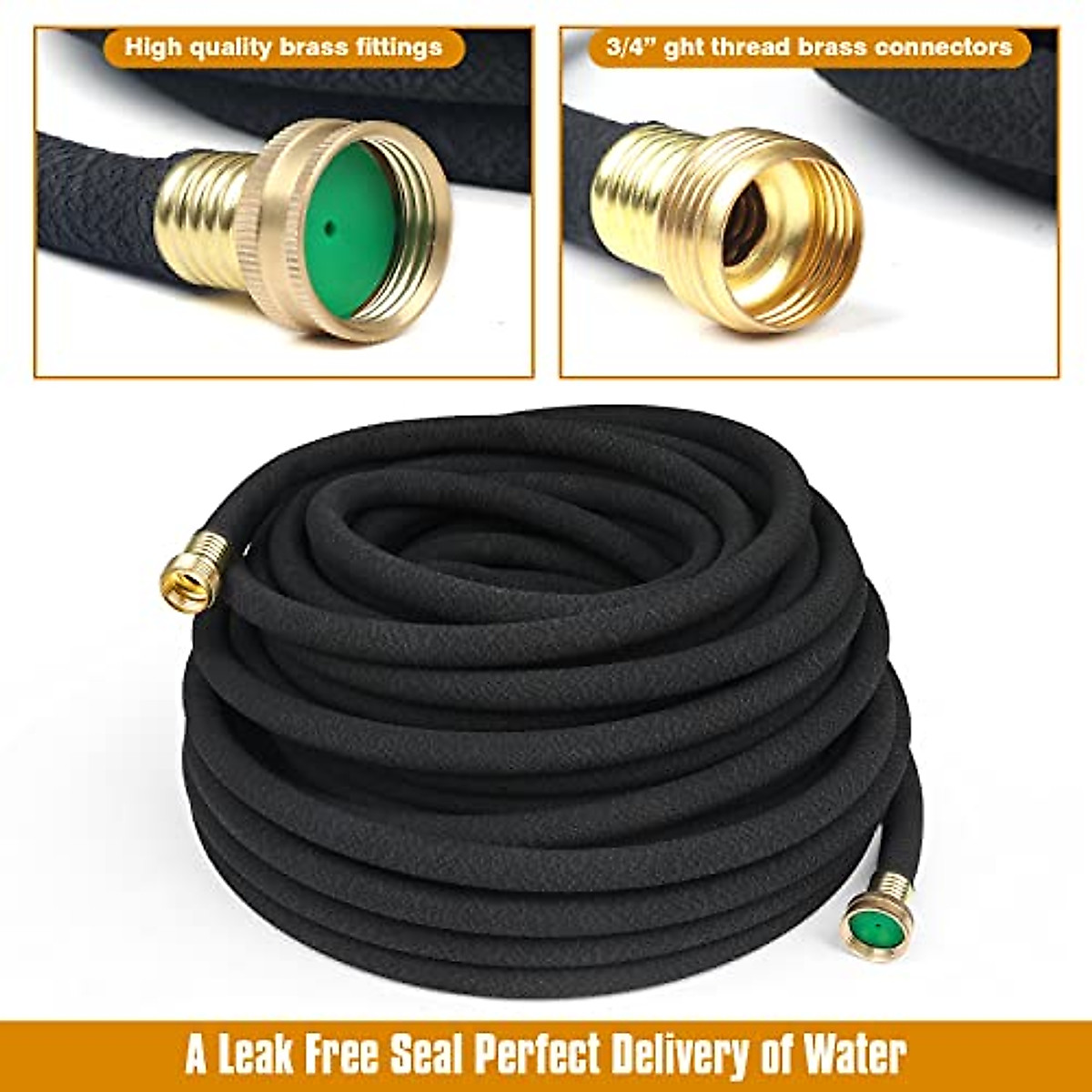 Soaker Hose 100ft for Garden Beds Solid Brass Interface Irrigation Save 70% Water Heavy Duty Rubber 1/2" Diameter Great for gardens/flower beds Accessories Contain Various Connections