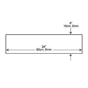 Rectangle Floating Glass Shelf - 6" x 24" Inch - 3/8" Inch Thick - Flat Polished