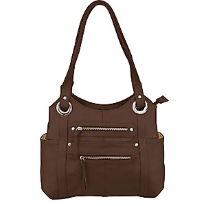 Roma Leathers Leather Locking Concealment Purse - CCW Concealed Carry Gun Shoulder Bag (Brown)