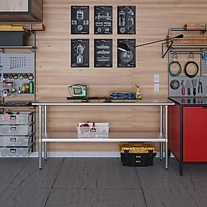 AmGood 18 in. x 72 in. Stainless Steel Work Table | Metal Kitchen Food Prep Table | NSF