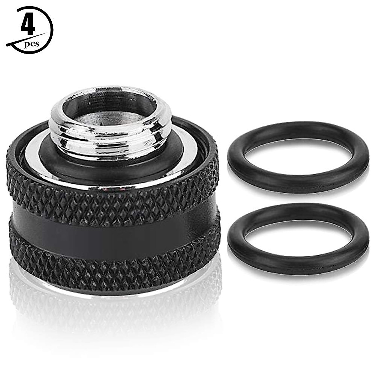 fosa 4 Pcs/8 Pcs OD 16mm Tube Fitting, Water Cooling Compression Fitting with Sealing Ringsfor AcrylicTube for Computer Water Cooling System(Black, 4 Pcs)