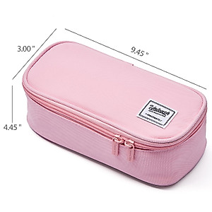 SPACEMATE Pencil Case Pouch Bag School Supplies for Girls and Boys, Large Big Capacity Aesthetic Pen Case, Simple Zipper Stationery Bag for Women Men Adults, Pink, 1800ml