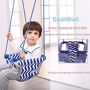 Toddler Baby Swing Seat with Heavy Duty Rope Play Secure Kids Swing Set, Secure Soft Canvas with Seat Belt for 6Months-14Years Old