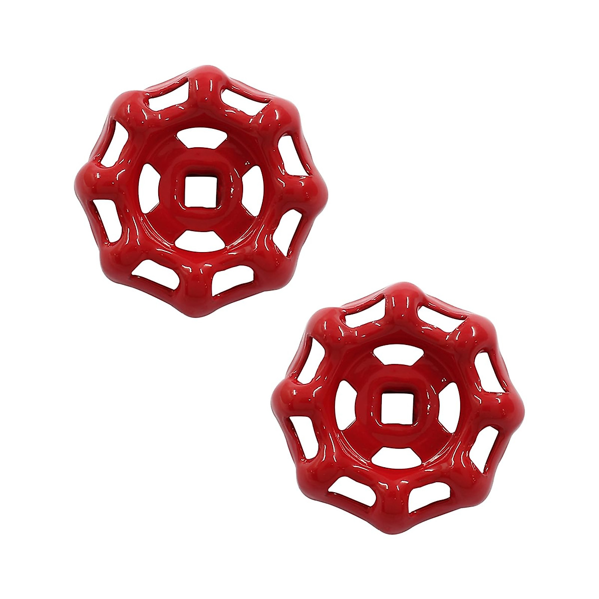 Unlorspy 2Pcs Red Round Wheel Handle Hose Bib Handle 6x6mm Iron Outside Faucet for Valve Shafts Replacement Parts