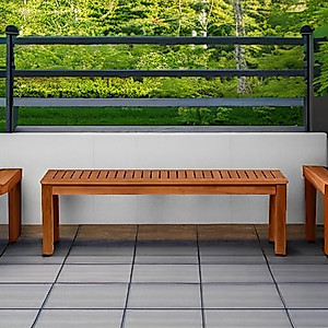 Amazonia Aster Backless Patio Bench | Eucalyptus Wood | Ideal for Outdoors and Indoors, 53", Dark Teak Finish