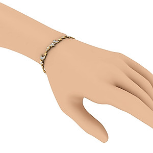 0.15 Carat Diamond Stars and Moon Bracelet in 18K Yellow Gold over Sterling Silver (7.5 Inch)