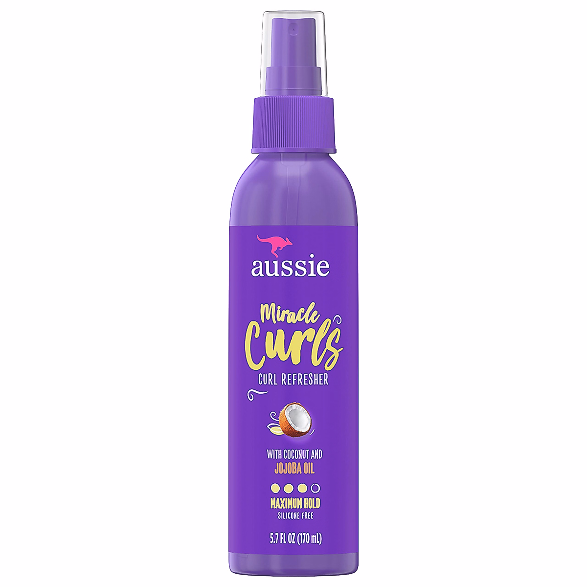 Aussie Miracle Curls Refresher Spray Gel With Coconut & Jojoba Oil 5.7 Fl oz, 4.272 Fl oz