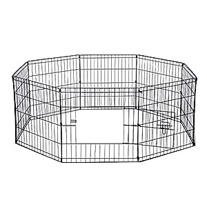 Dog Exercise Pen Pet Playpens for Small Dogs - Puppy Playpen Outdoor Back or Front Yard Fence Cage Fencing Doggie Rabbit Cats Playpens Outside Fences with Door - Metal Wire Foldable 8-Panel 30 sq Foot